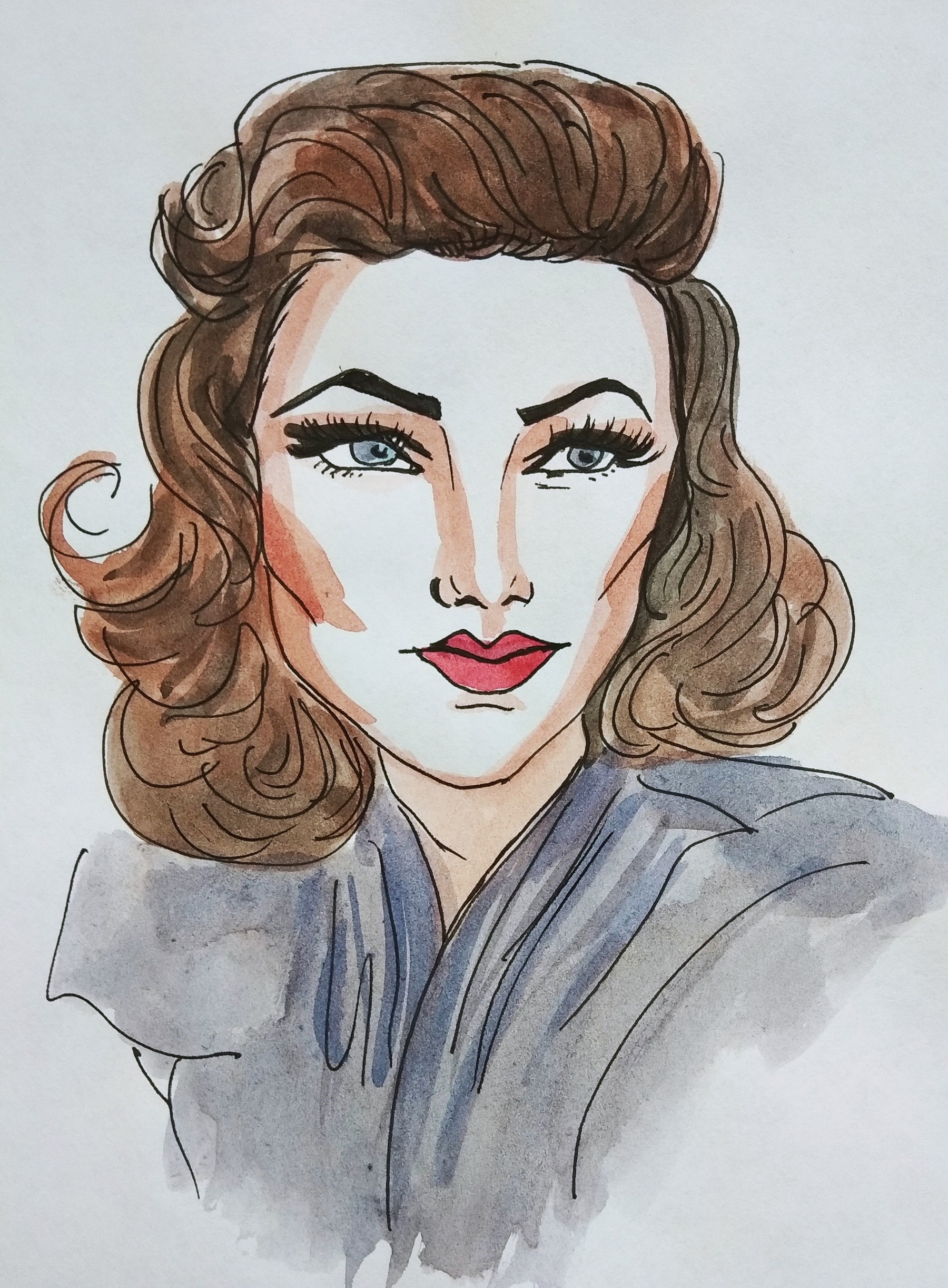 ArtStation - Watercolor drawing of lady | Artworks