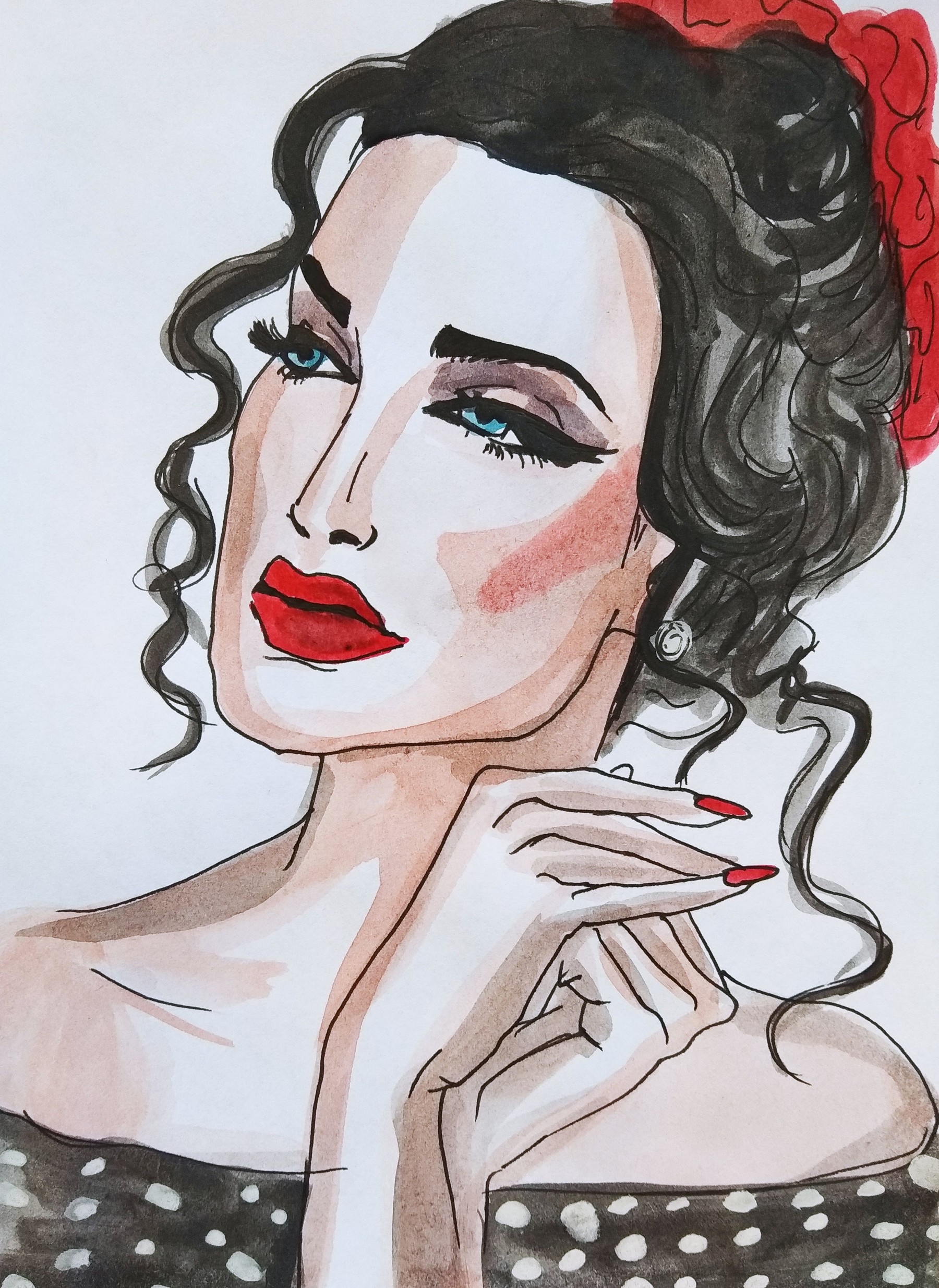 ArtStation - Watercolor drawing of lady | Artworks