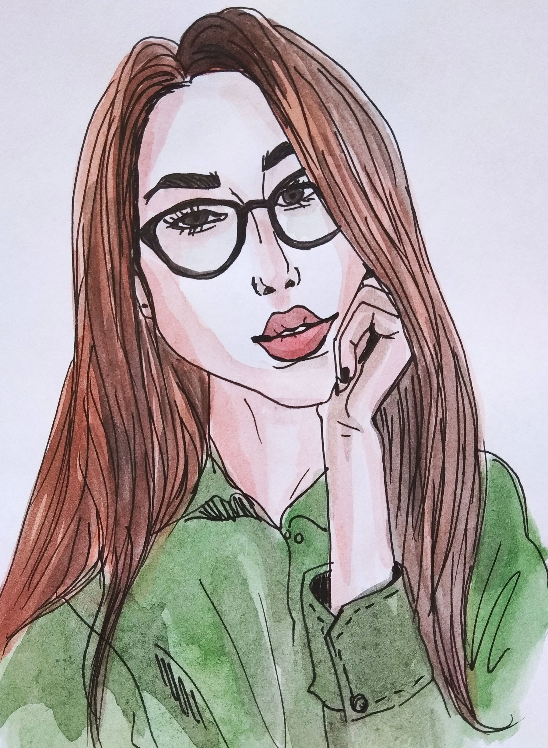 ArtStation - Watercolor drawing of lady with glasses | Artworks