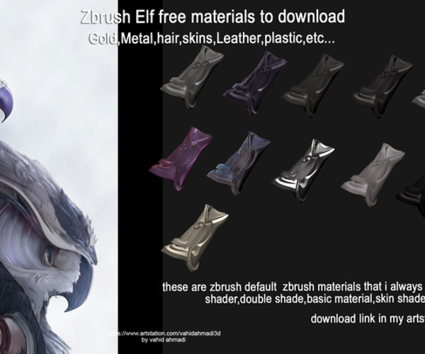 ArtStation - Zbrush Metal , Cloth, skin Materials | Resources
