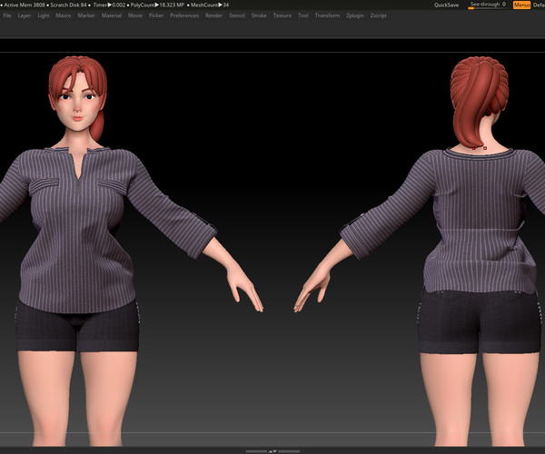 ArtStation - 6 Zbrush Stylized Female Character Base Mesh | Resources