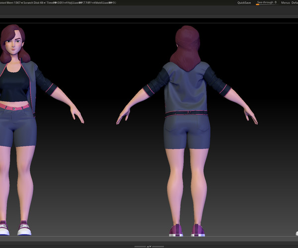 ArtStation - 6 Zbrush Stylized Female Character Base Mesh | Resources
