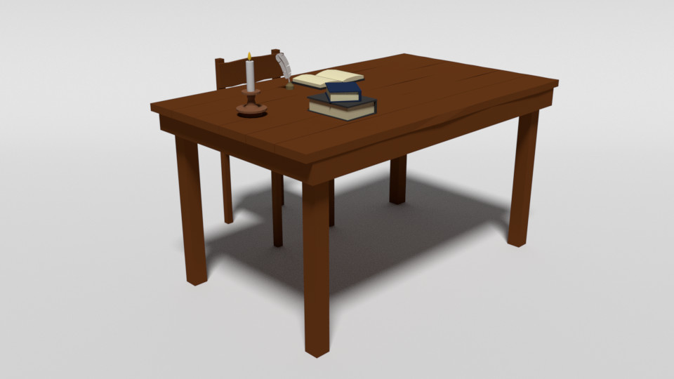 ArtStation - Low Poly Cartoon Old Wooden Table and Chair | Resources
