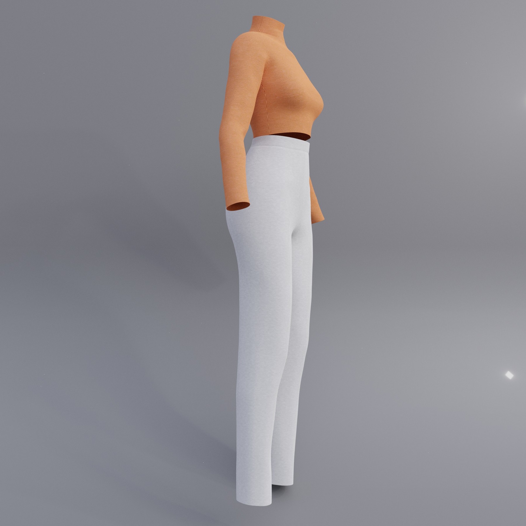ArtStation - Female outfit - Turtleneck croptop and pants 3D model ...