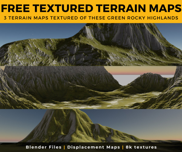 ArtStation - FREE 3 Grassy Highlands Textured Terrain | Game Assets