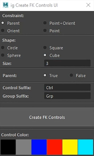 ArtStation - Maya - Create FK Controls Script | Resources