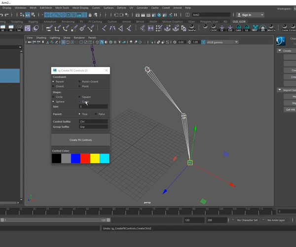 ArtStation - Maya - Create FK Controls Script | Resources