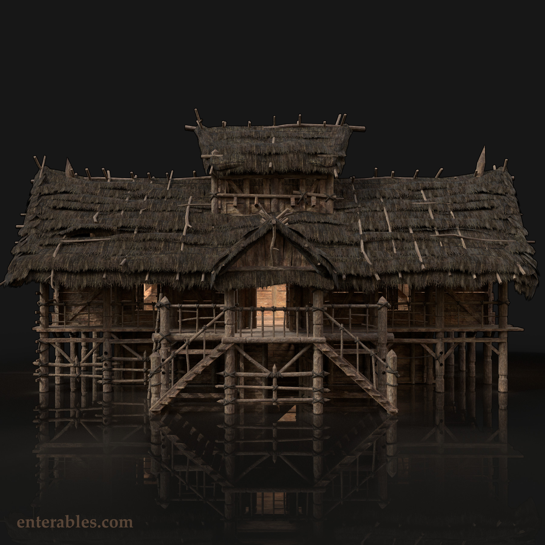ArtStation - FANTASY MEDIEVAL WOODEN THATCHED SWAMP HOUSE | Game Assets