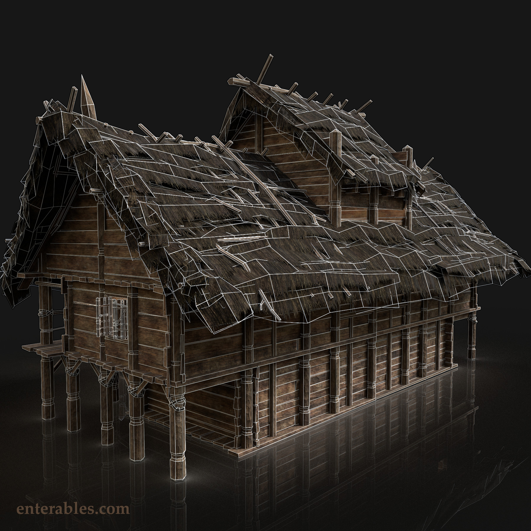 ArtStation - FANTASY MEDIEVAL WOODEN THATCHED SWAMP HOUSE | Game Assets