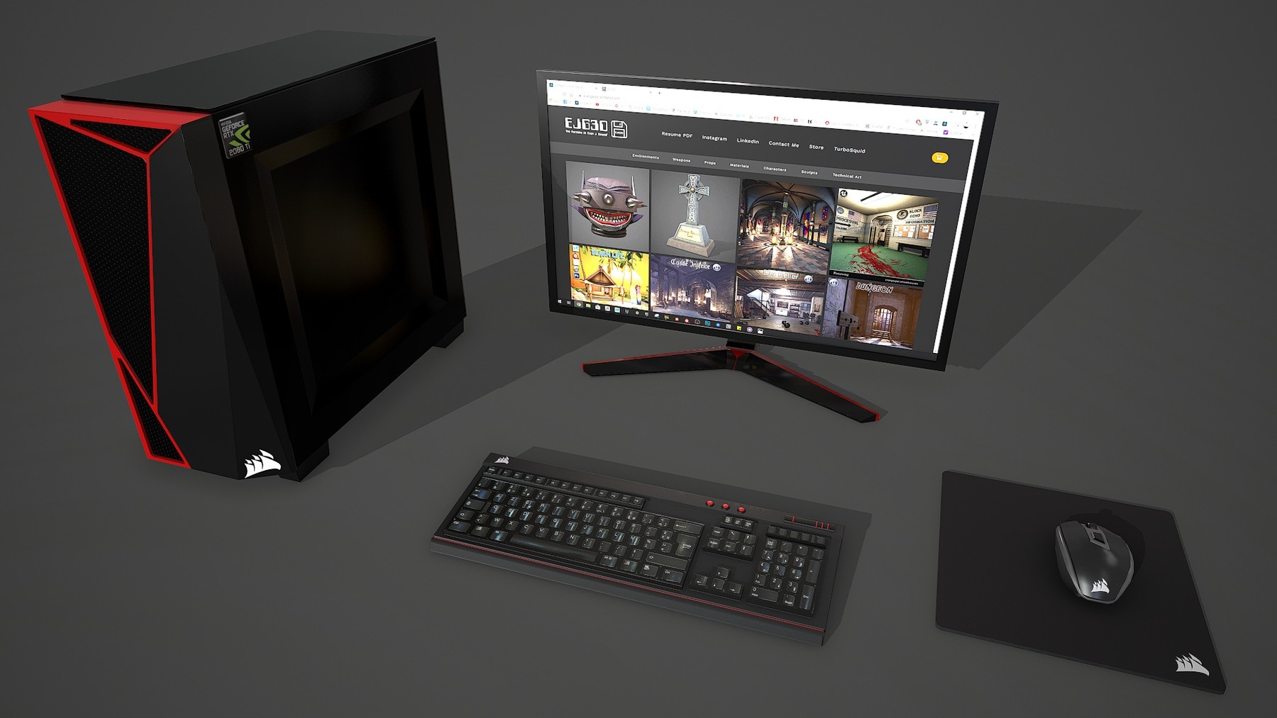 ArtStation - 5 Piece Game Ready PBR PC Equipment | Game Assets