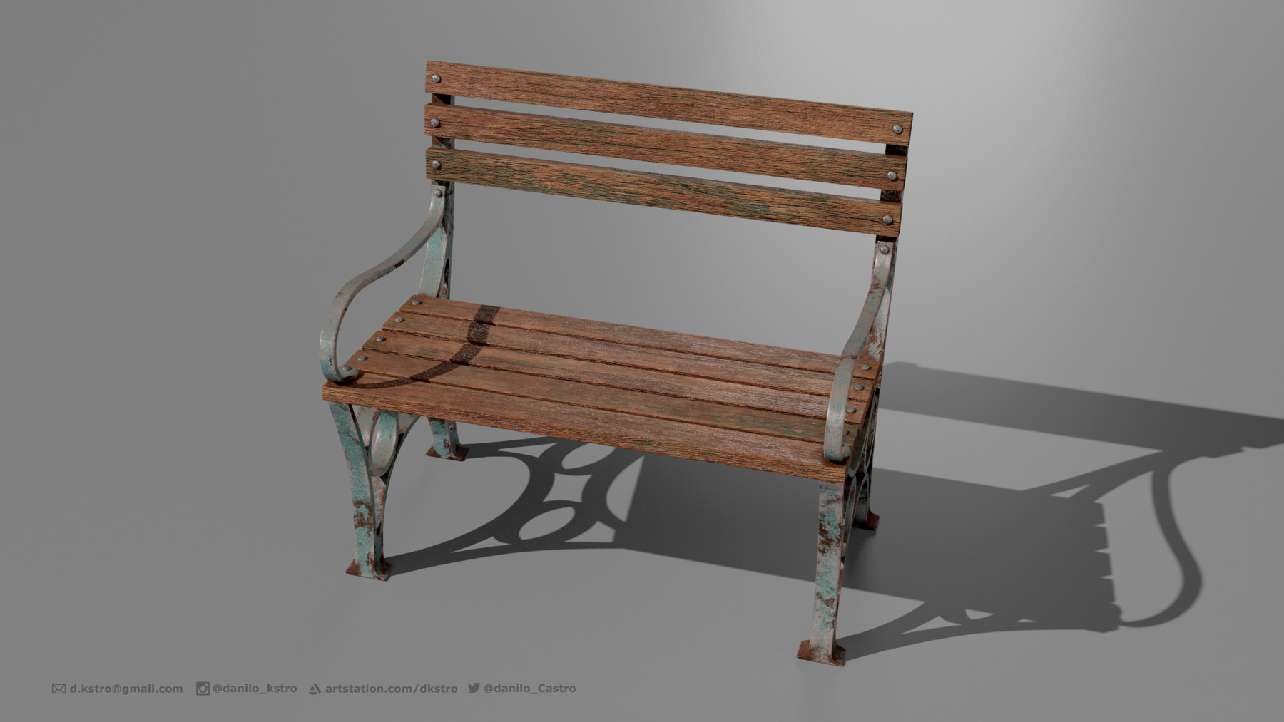 Danilo Castro - Park Bench | 3d model | 4k Textures