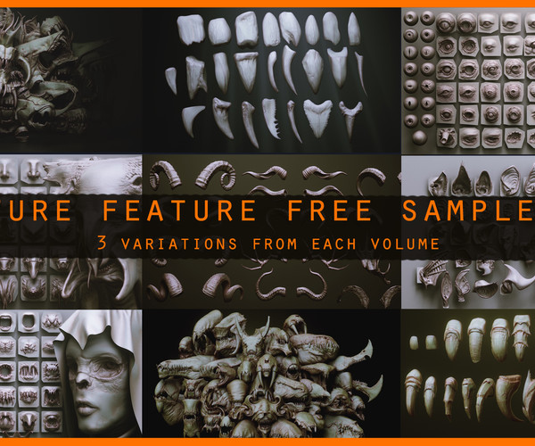 ArtStation - CREATURE FEATURES FREE SAMPLE PACK | Brushes