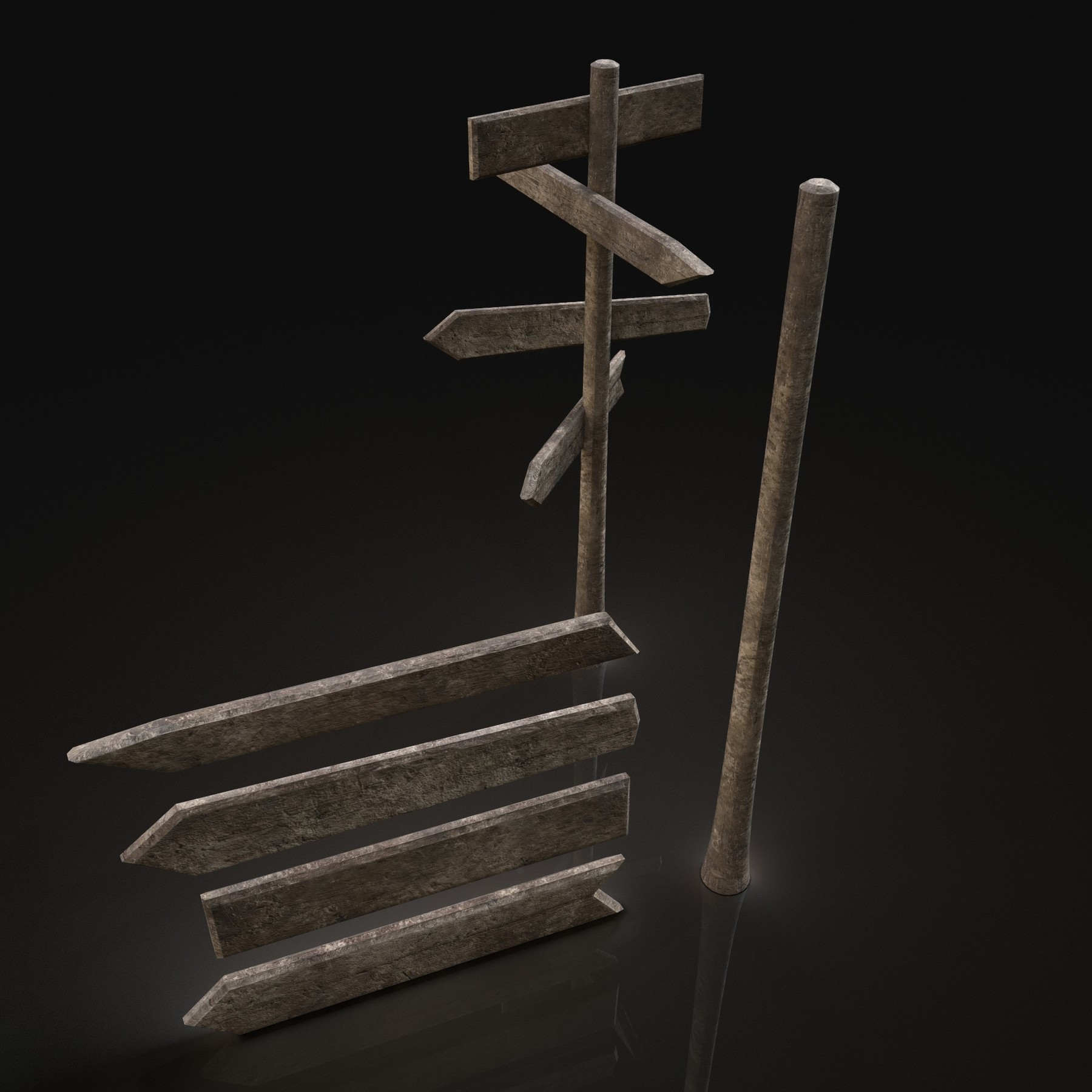 ArtStation - Wooden Road Sign - Customizable | Game Assets