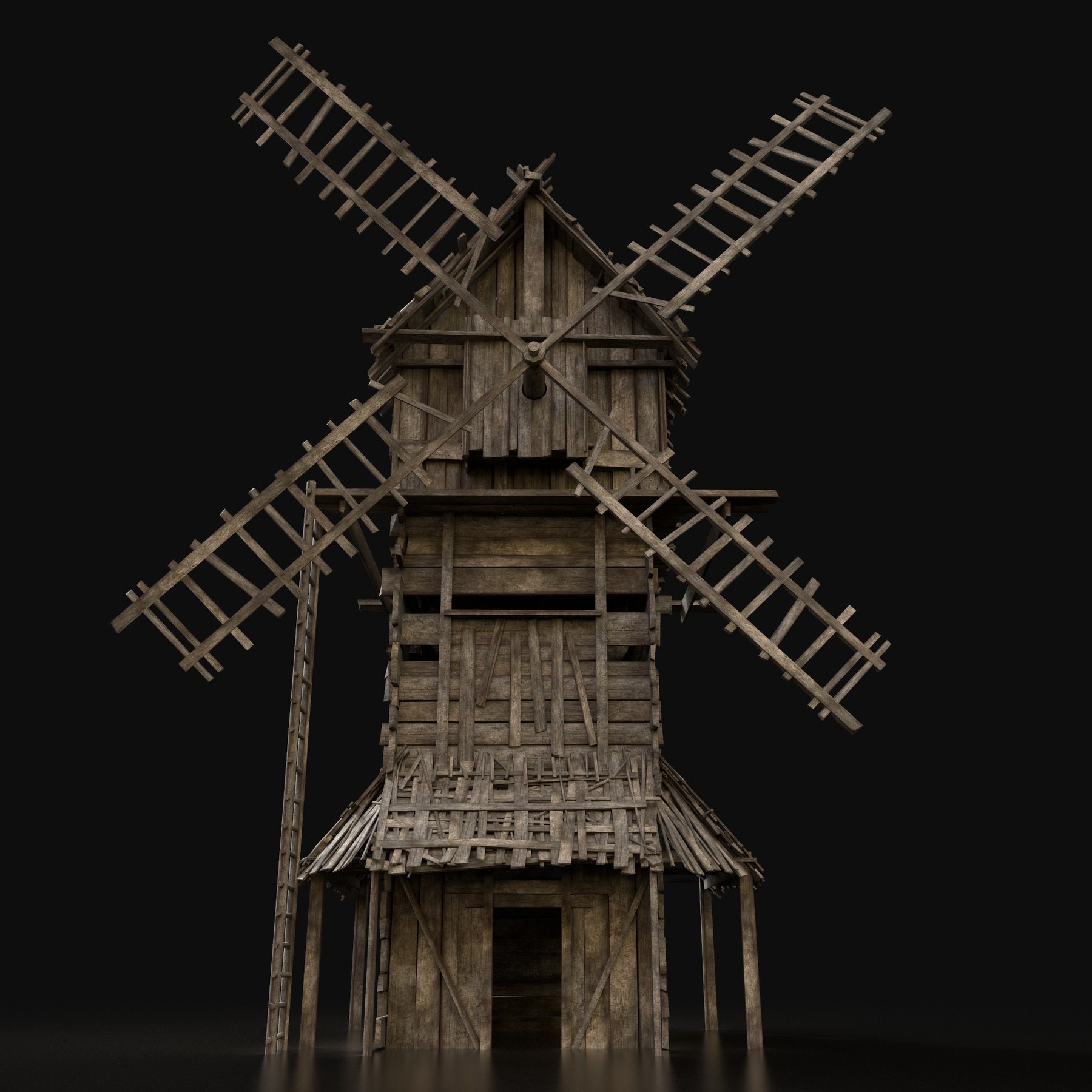 ArtStation - Wooden Enterable Windmill | Game Assets