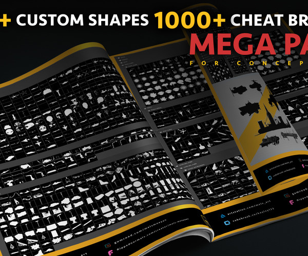 ArtStation - 2100+ Custom Shapes+1000 Cheat Brushes Mega Pack for Concept Art | Artworks