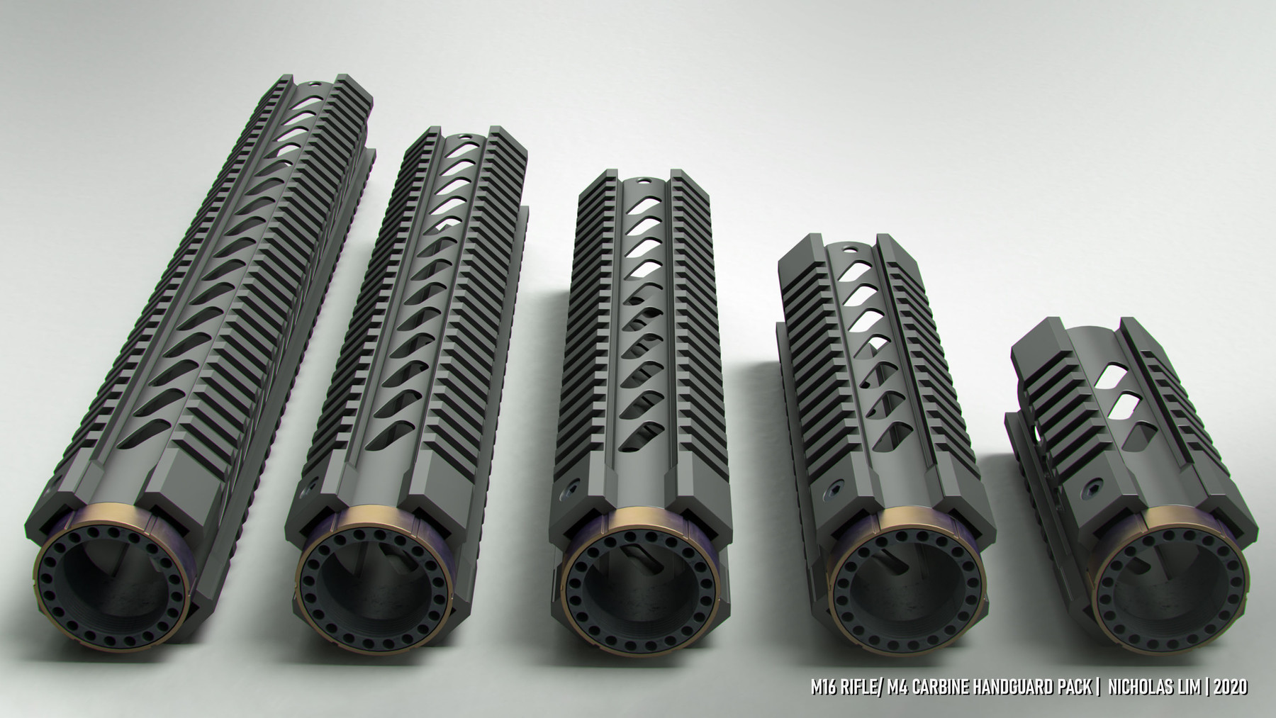 ArtStation - M16 Rifle/ M4 Carbine Handguard Quad Rail Kitbash Model ...