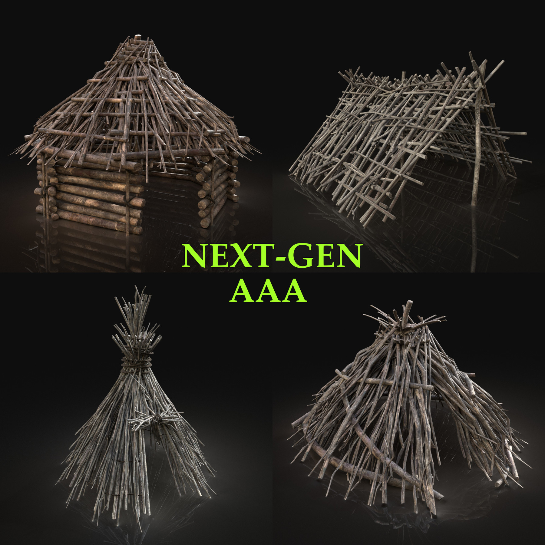 ArtStation - AAA NEXT GEN FOREST WOODS SHELTER PACK COLLECTION | Game ...