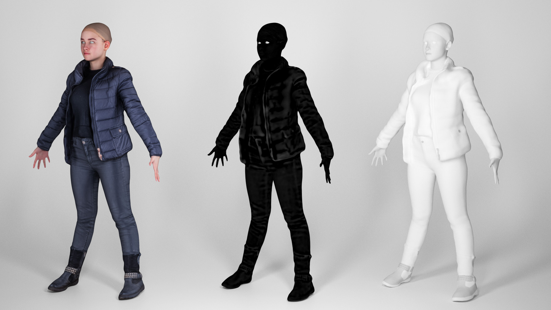 ArtStation - Woman in a black jacket ready for animation 123 | Game Assets