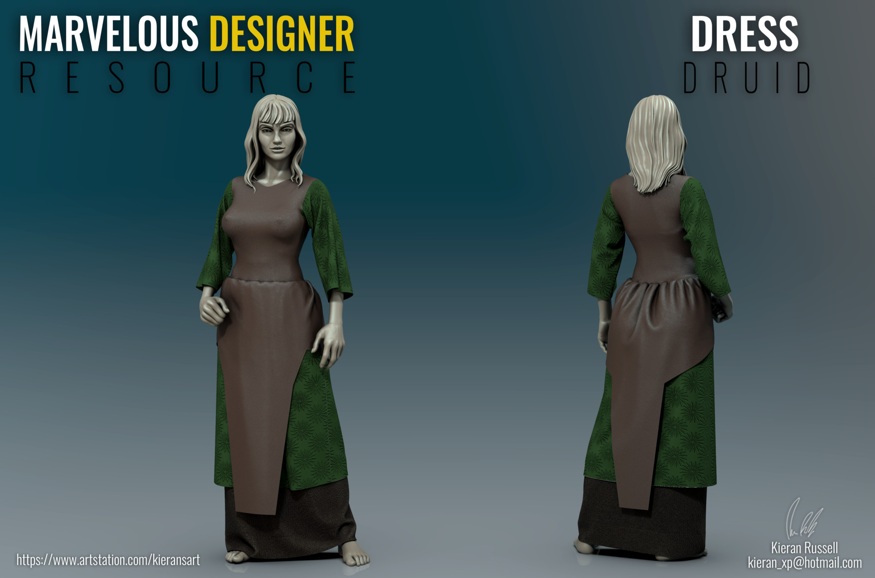 ArtStation - Dress - Druid - Marvelous Designer Resource | Game Assets