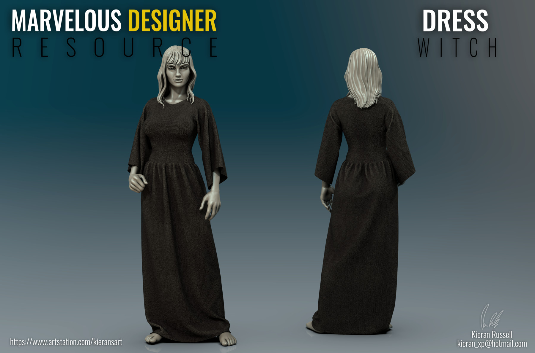 ArtStation - Dress - Witch - Marvelous Designer Resource | Resources
