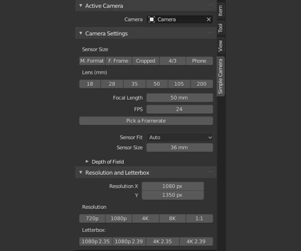 ArtStation - Simple Camera Addon (Blender) | Resources