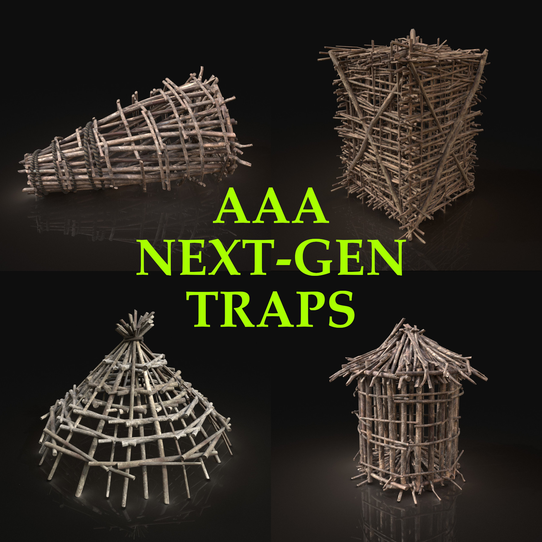 ArtStation - Next Gen AAA Survival Improvised Animal Traps Cages ...