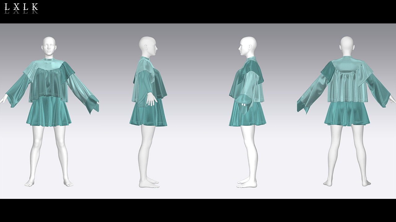 ArtStation - Mint Ruffle Dress - Marvelous Designer , Clo3d | Game Assets