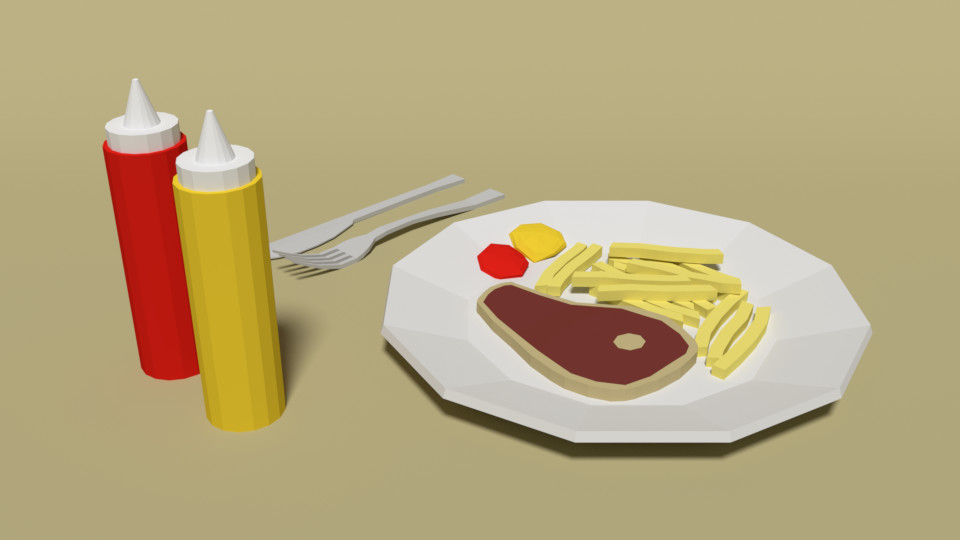 ArtStation - Low Poly Cartoon Steak Meal | Resources