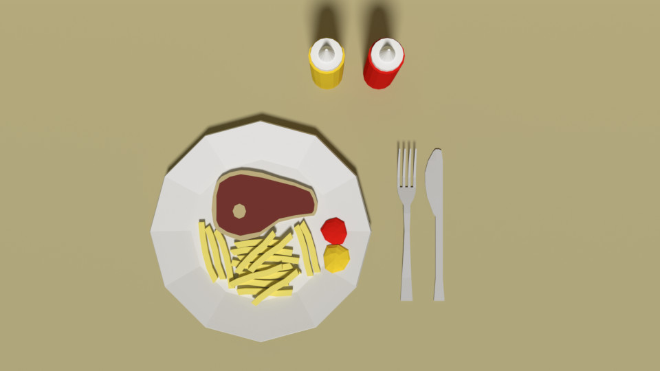 ArtStation - Low Poly Cartoon Steak Meal | Resources