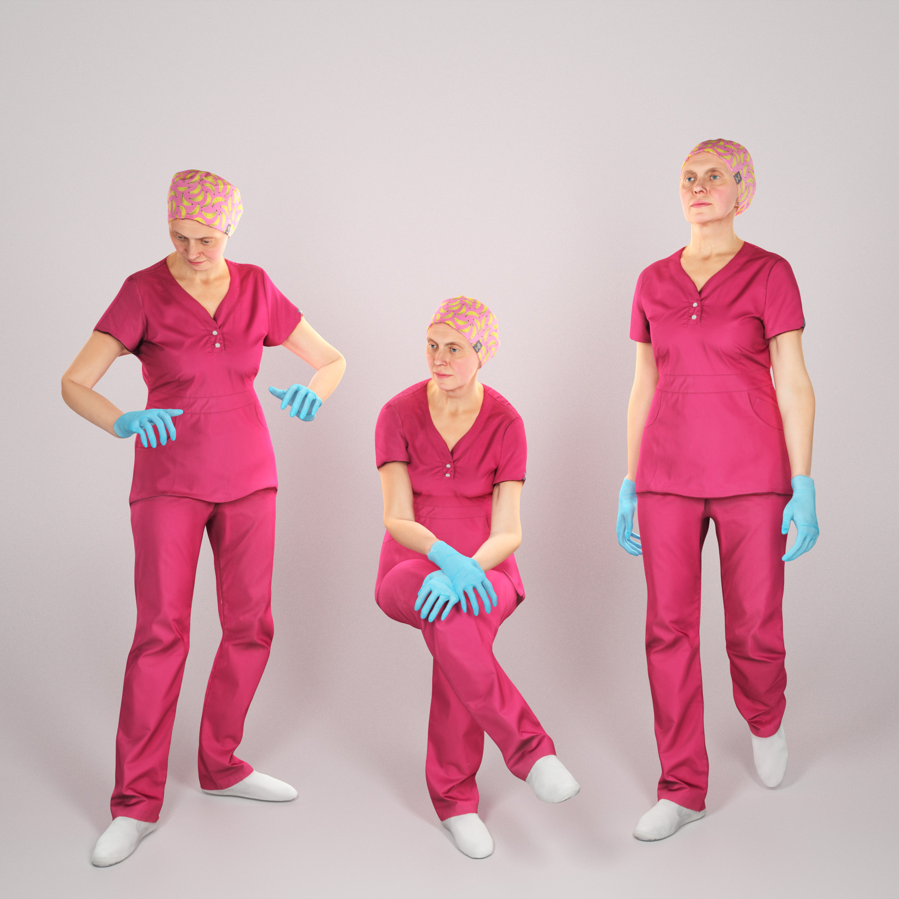 ArtStation - Animated surgical doctor female: walking, working, sitting ...