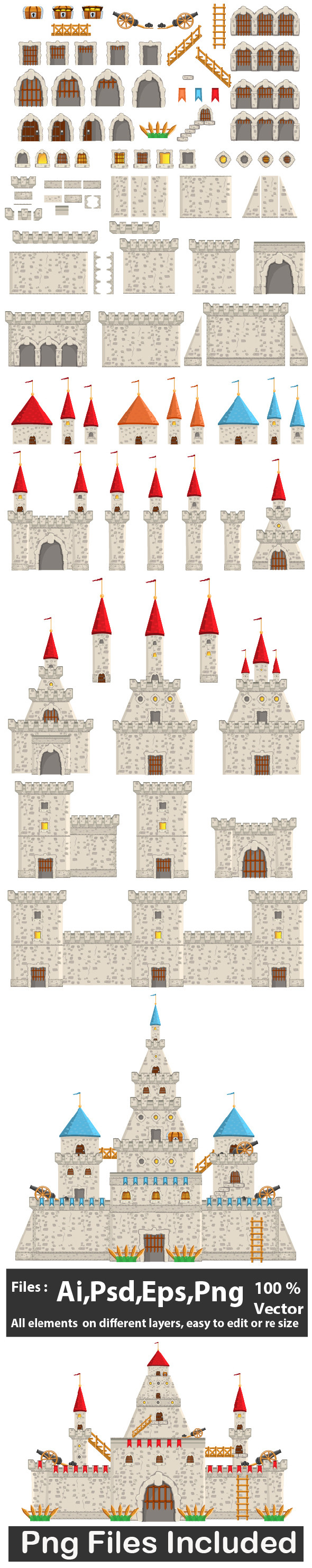 ArtStation - Antique Castle 2d Constructions Builder Set | Artworks