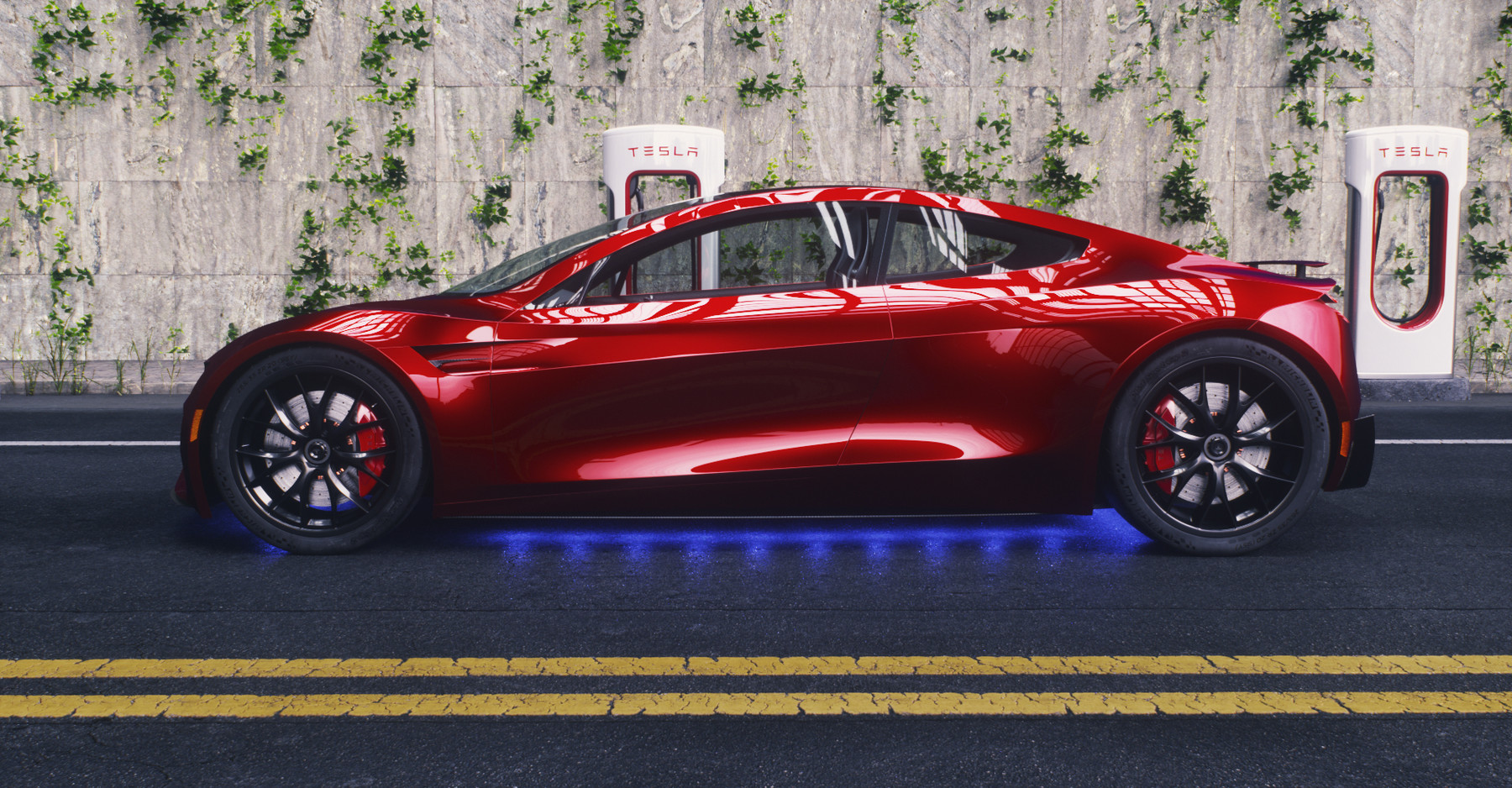 Velislav Slavov - Tesla Roadster Interior 3D Model & Physics Rig
