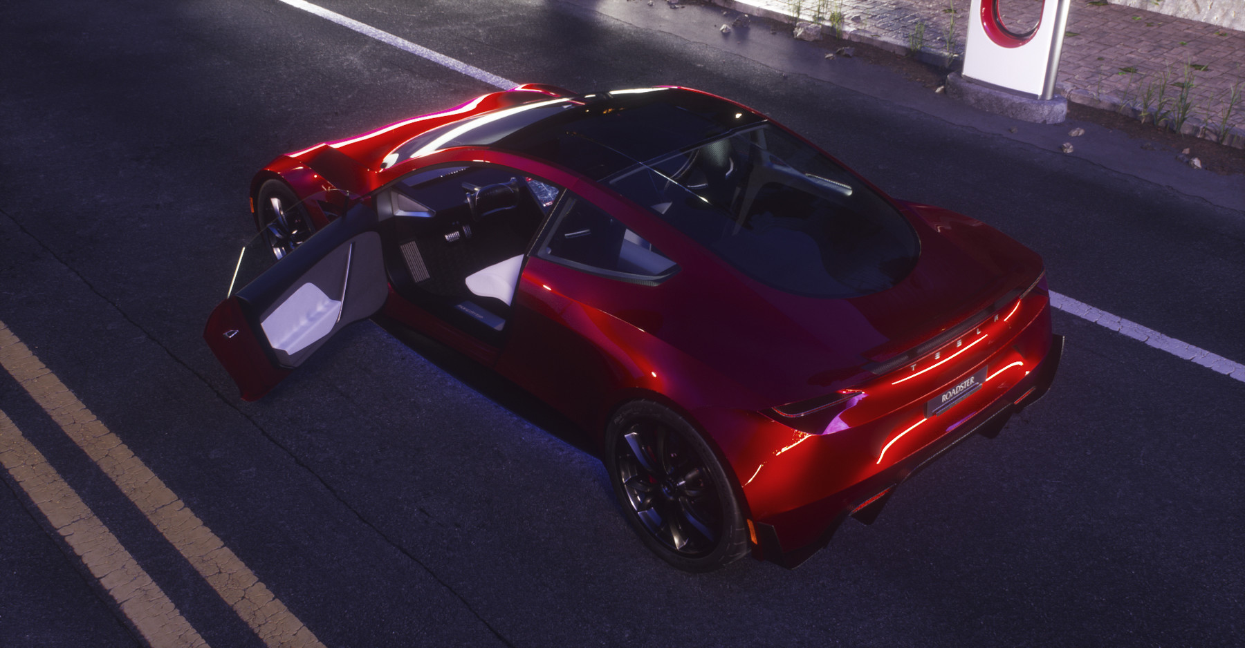 Velislav Slavov - Tesla Roadster Interior 3D Model & Physics Rig