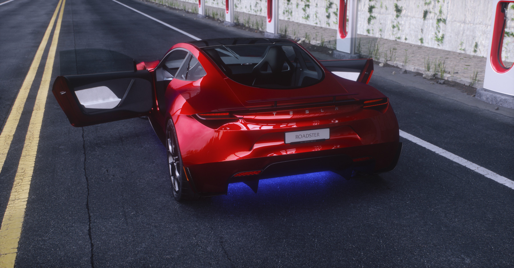 Velislav Slavov - Tesla Roadster Interior 3D Model & Physics Rig