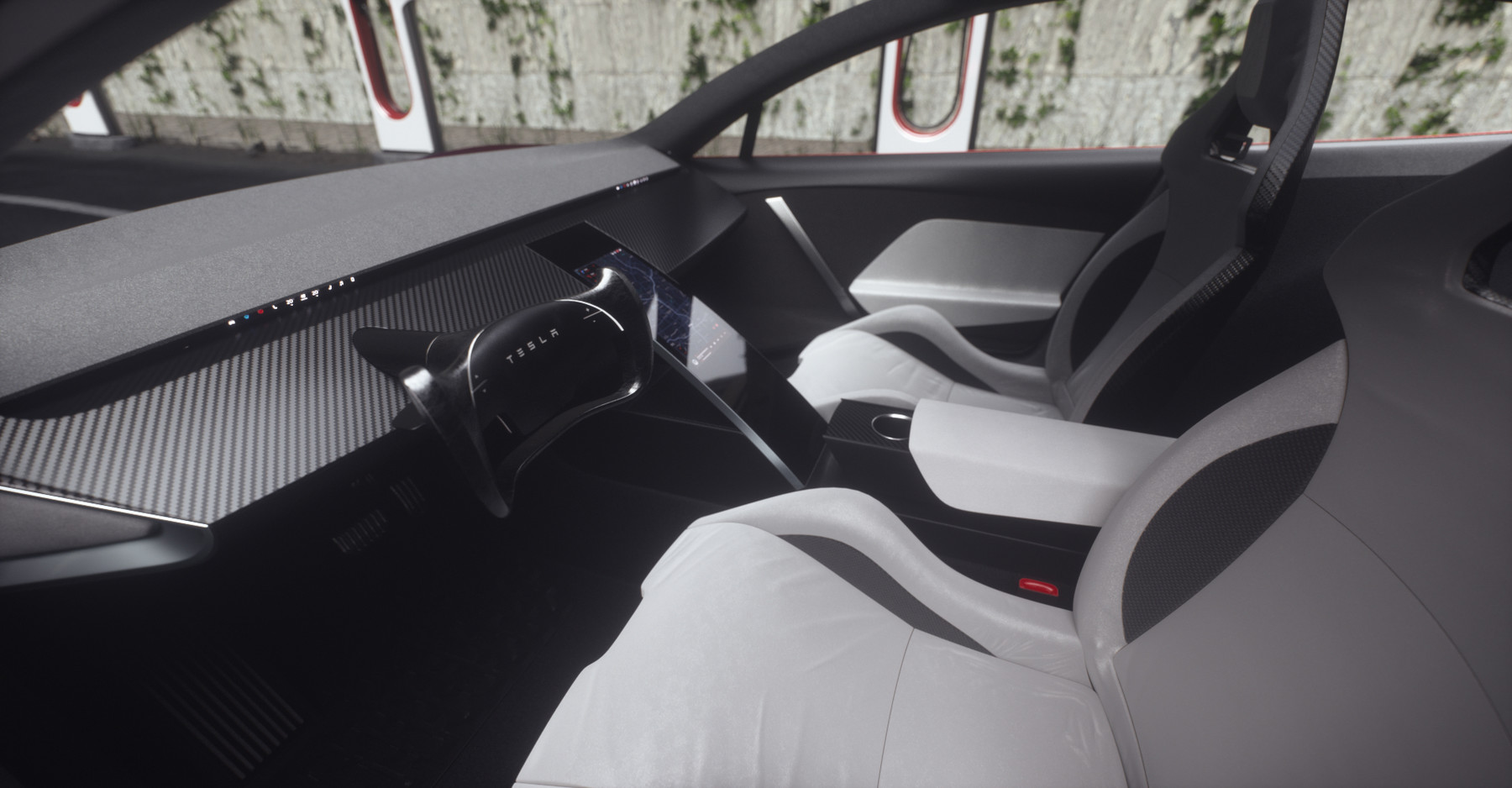Velislav Slavov - Tesla Roadster Interior 3D Model & Physics Rig