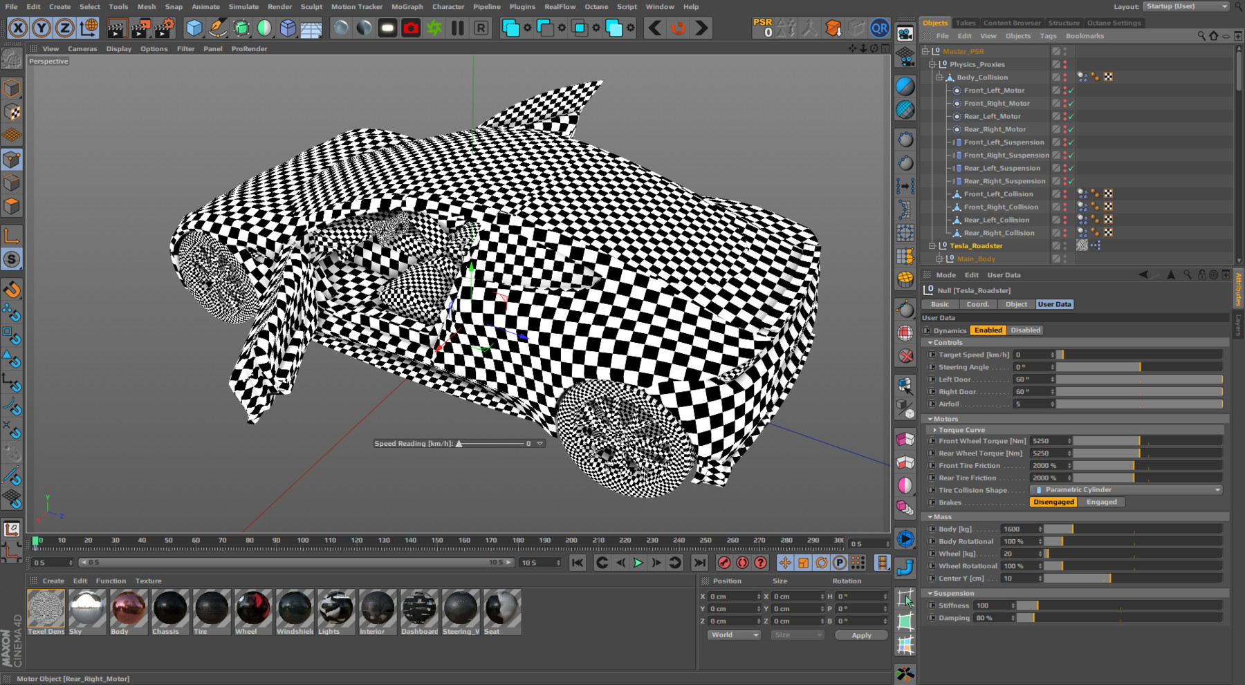 Velislav Slavov - Tesla Roadster Interior 3D Model & Physics Rig