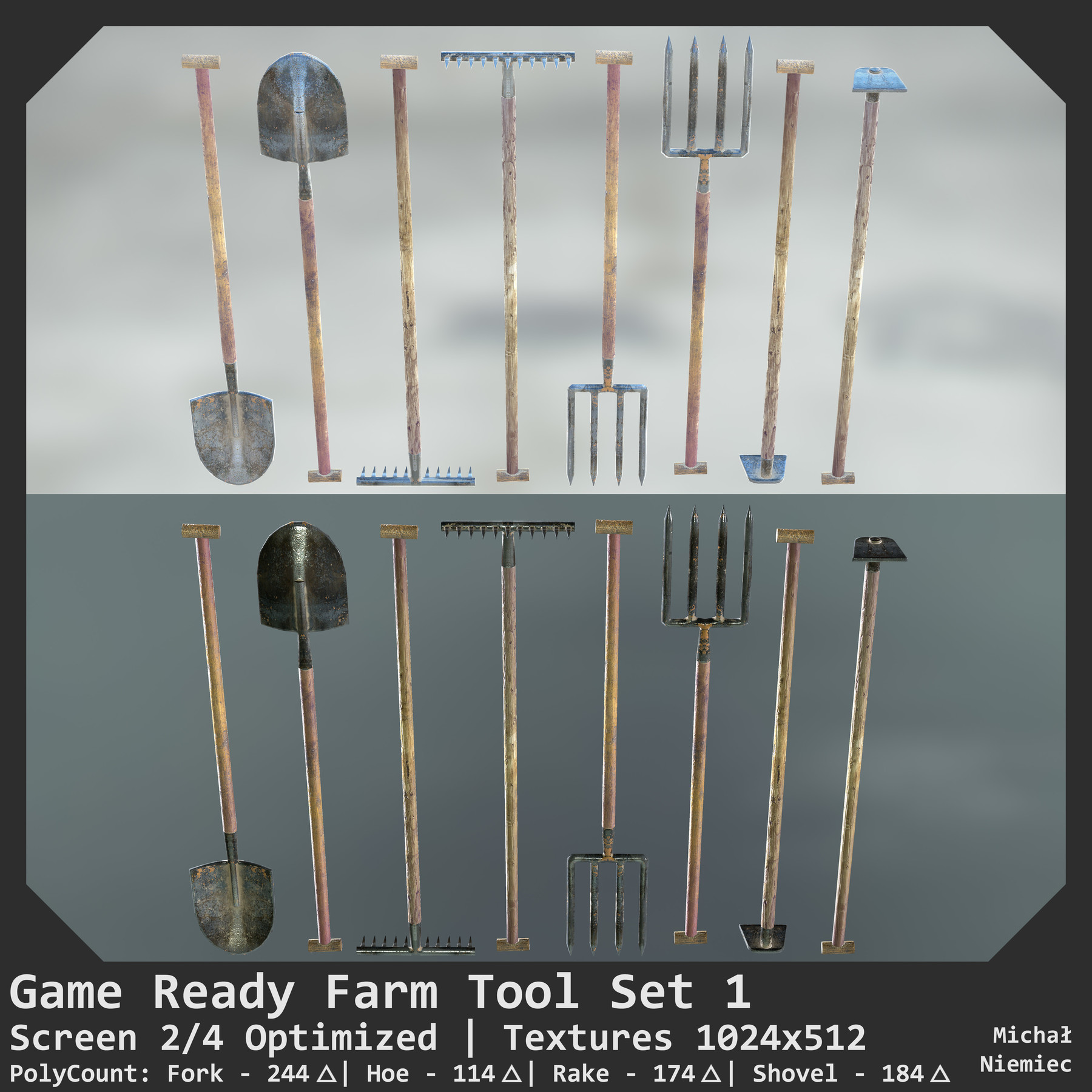ArtStation - Game Ready Model LP Farm Tools Set 01 | Resources