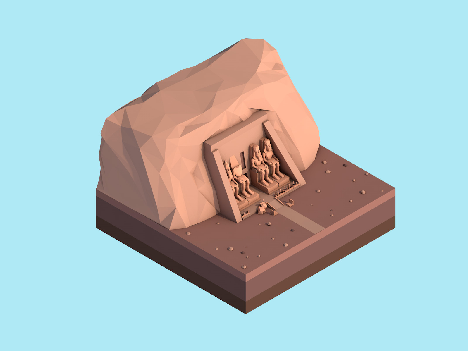 ArtStation - Cartoon Low Poly Abu Simbel Landmark | Resources