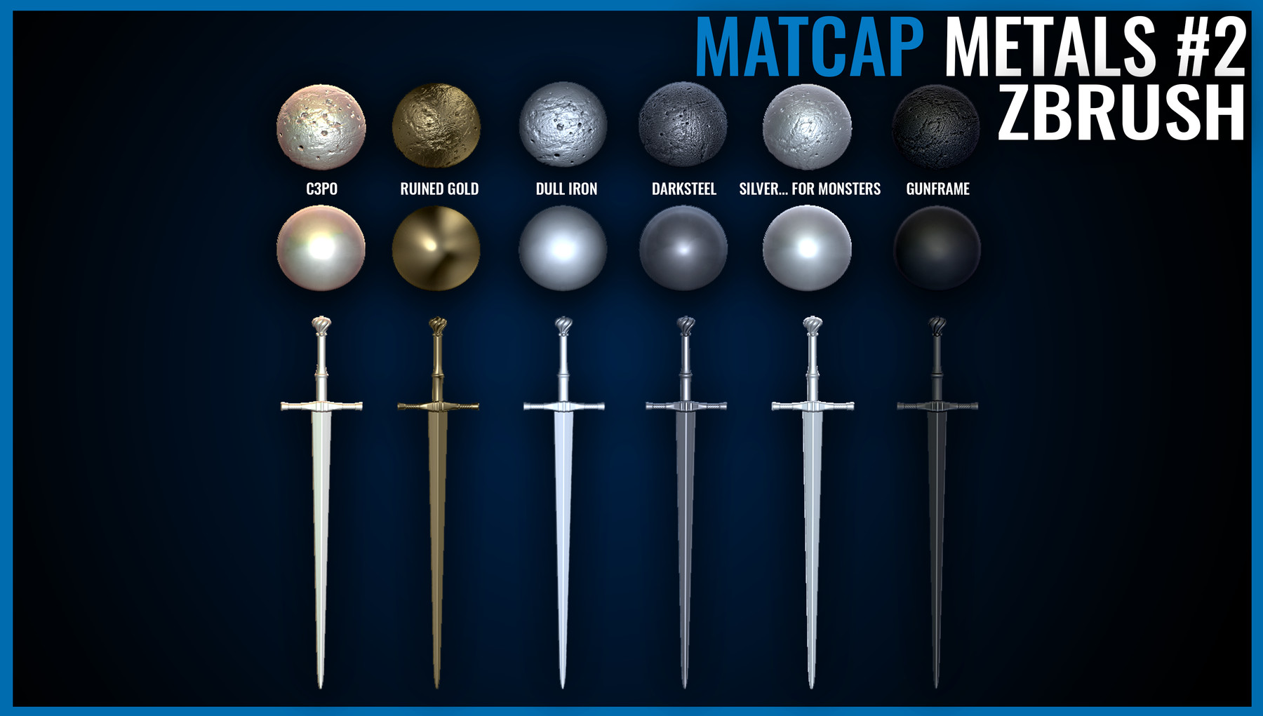 ArtStation - Metal Matcap Pack - Zbrush Matcaps 2 | Brushes