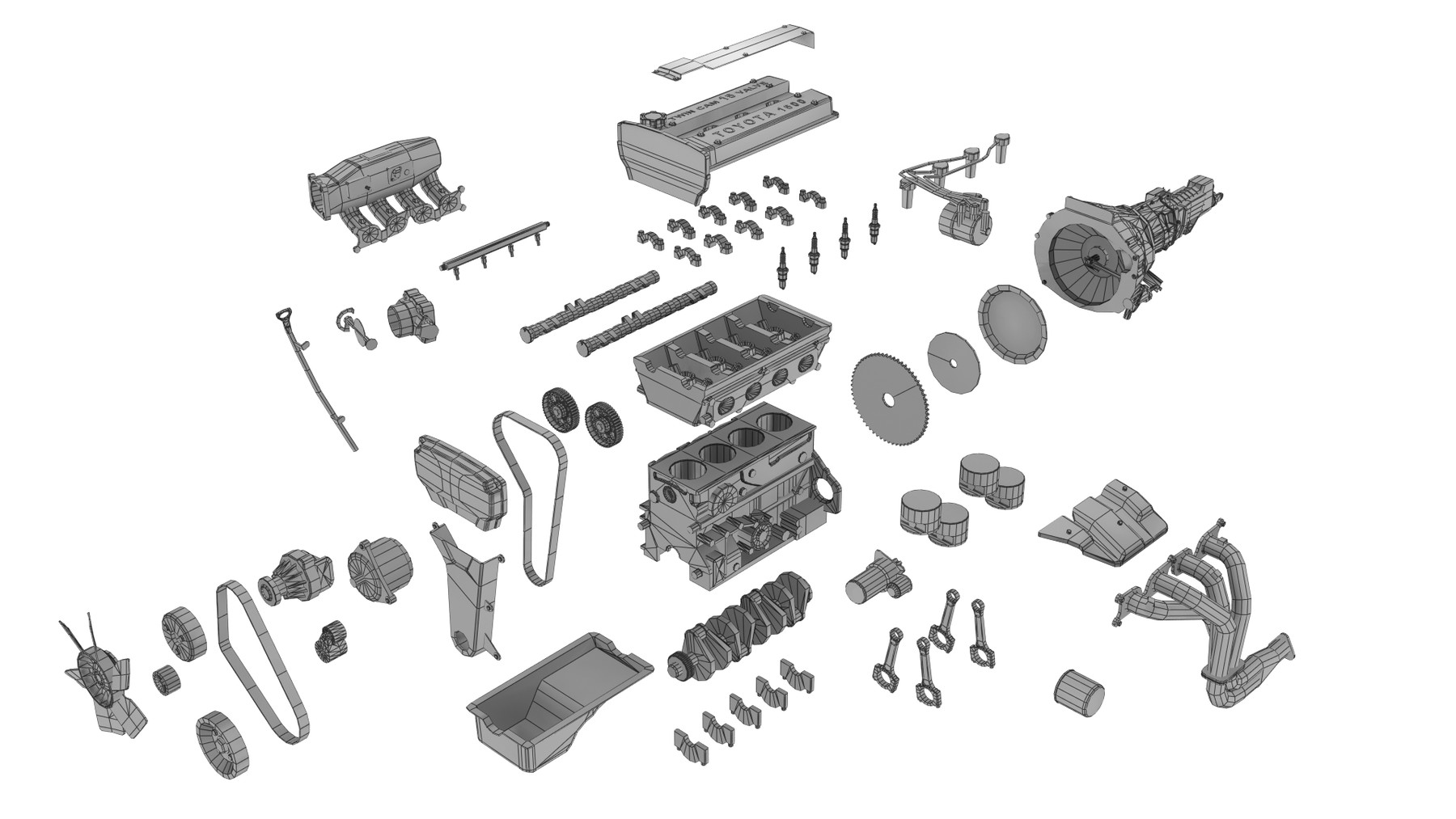 ArtStation - Toyota 4A-GE 1.6L Redtop engine model | Resources