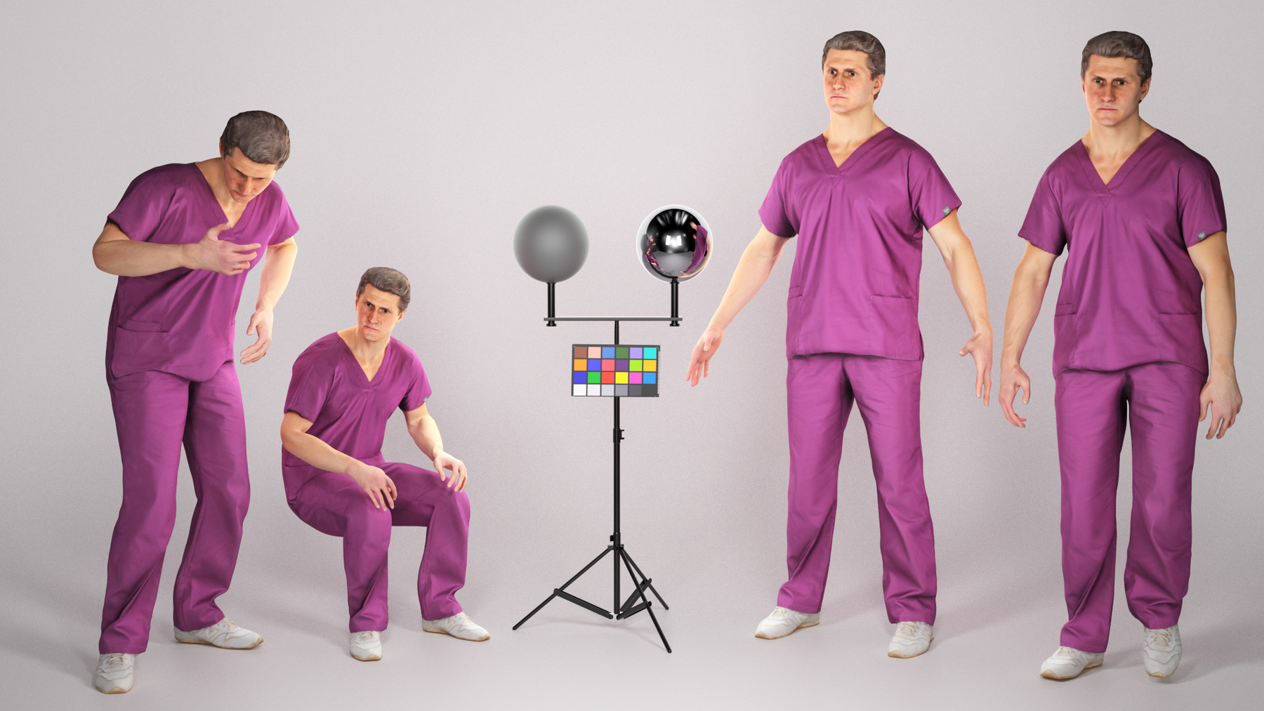 deep3dstudio - Animated surgeon in violet uniform: walking, working ...