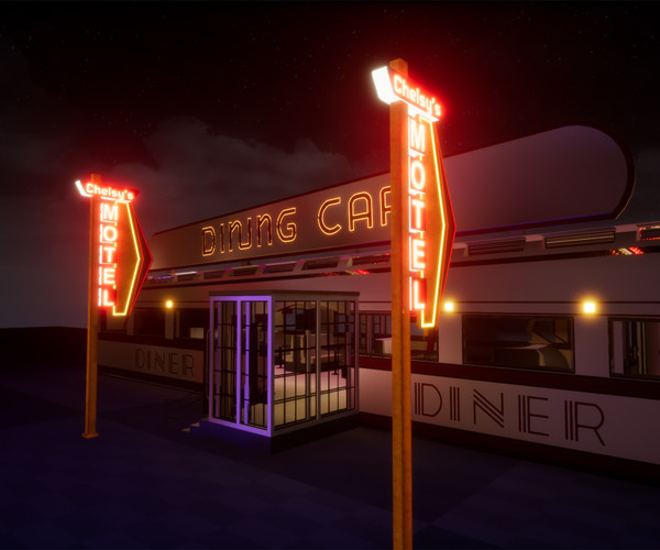 ArtStation - Retro Googie Neon Sign Pack (Illuminated), American Diner ...