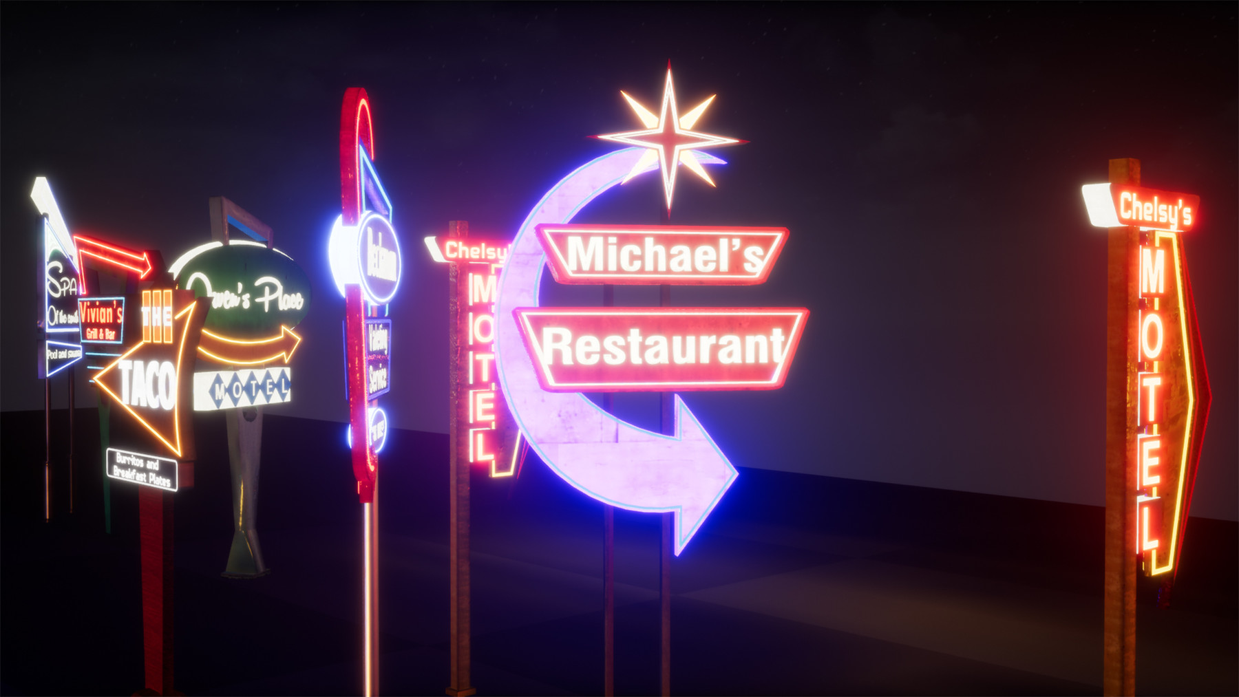 ArtStation - Retro Googie Neon Sign Pack (Illuminated), American Diner ...