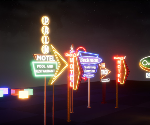 ArtStation - Retro Googie Neon Sign Pack (Illuminated), American Diner ...