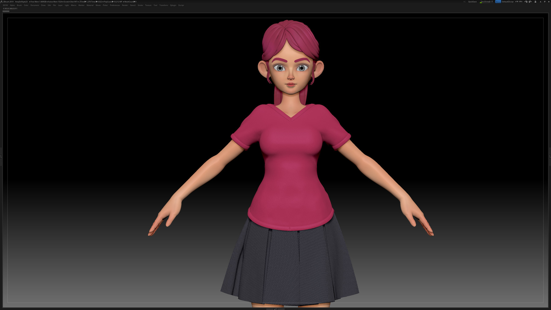 Phong Ly - ZBrush Stylized Character Girl Base Mesh - Amy Girl Style 23