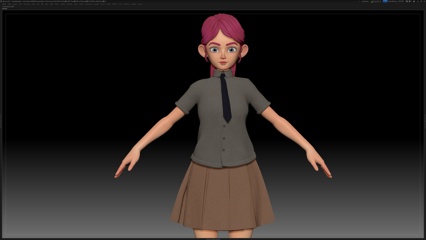Phong Ly - ZBrush Stylized Character Girl Base Mesh - Amy Girl Style 25