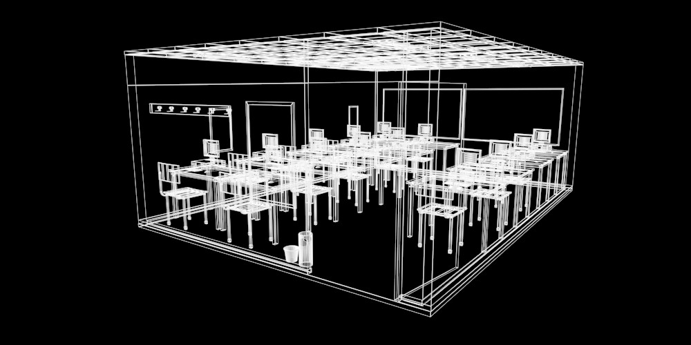 ArtStation - class room interior classroom office chair desk pc ...