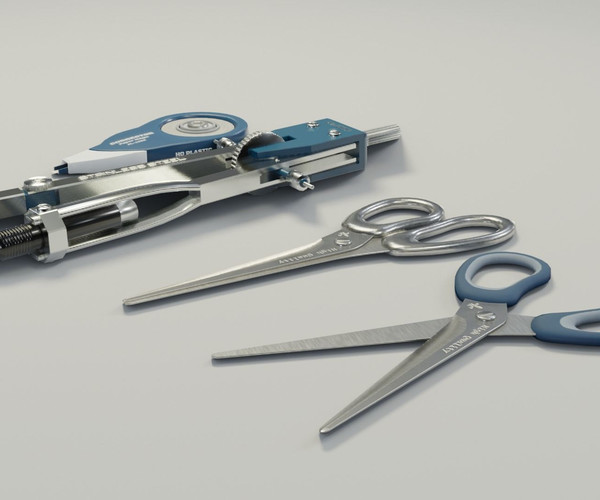 ArtStation - Scissors, divider, pen corrector 3D Model | Game Assets