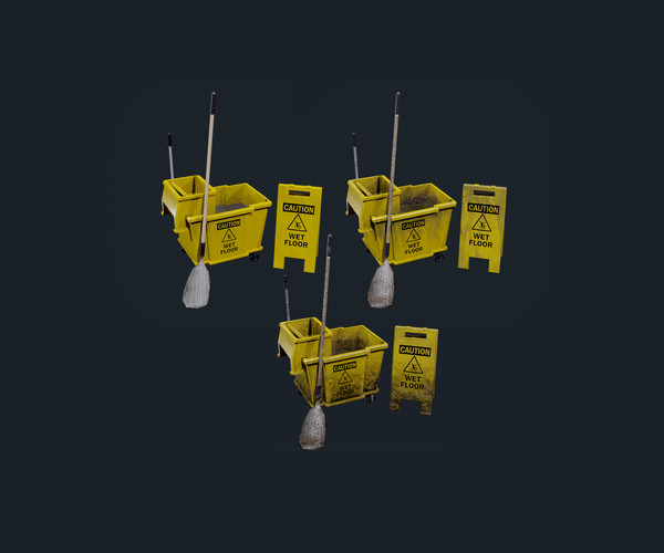 ArtStation - 3 Mop Bucket Game Ready Pack | Game Assets