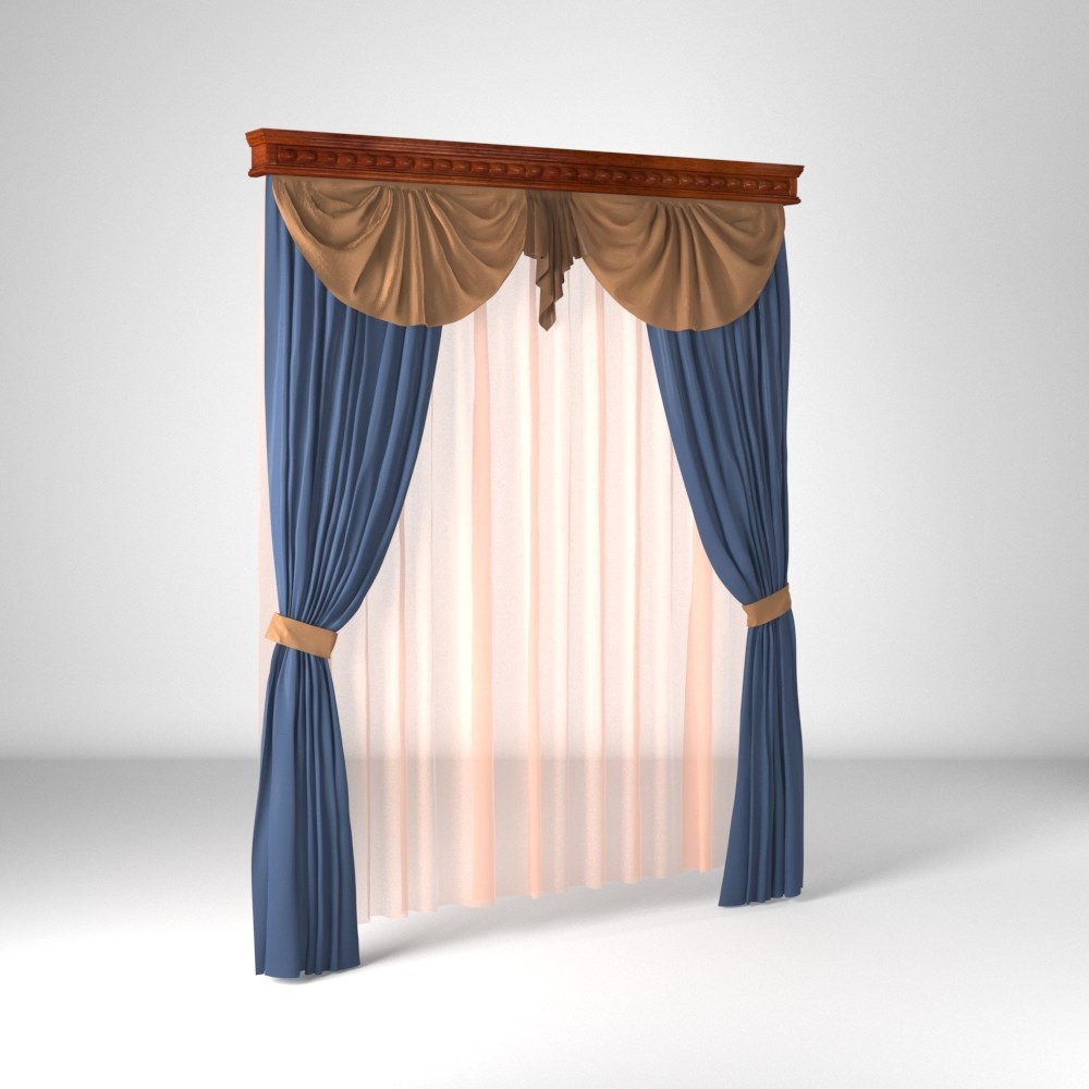 ArtStation - №607 Curtain 3D high poly model for architectural ...